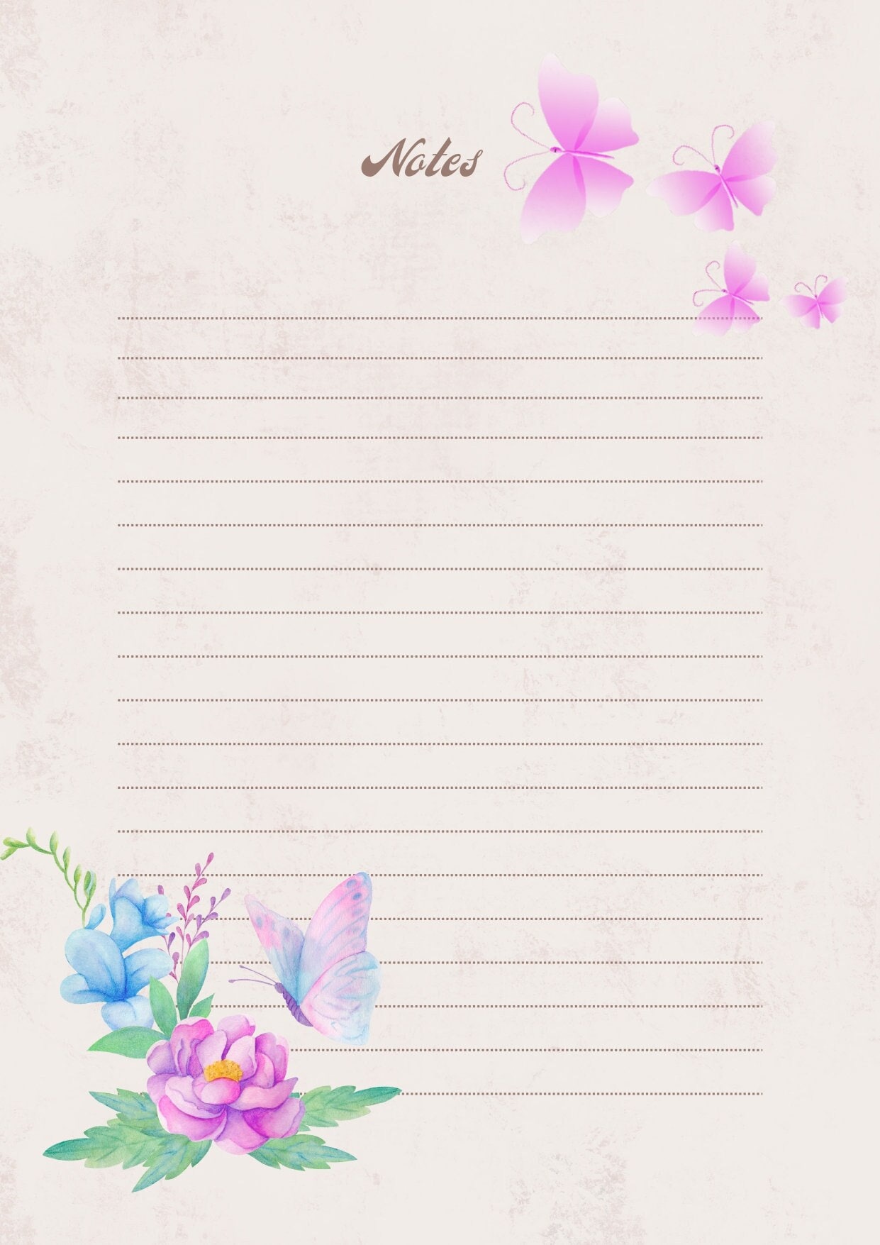 Printable Notepaper, You Get 10 Different Designs for Writing Notes, US ...