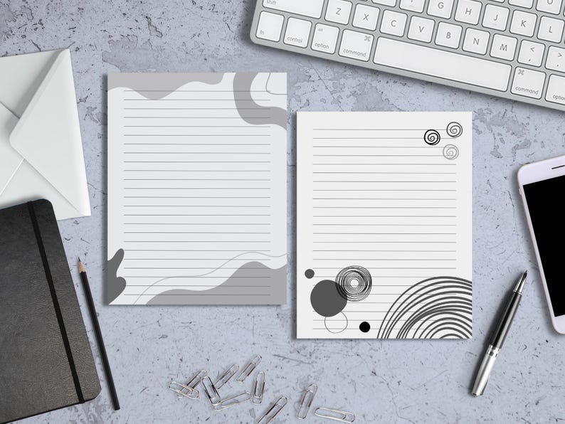 Abstract Printable Writing Paper, 15 Different Designs, Lined and ...