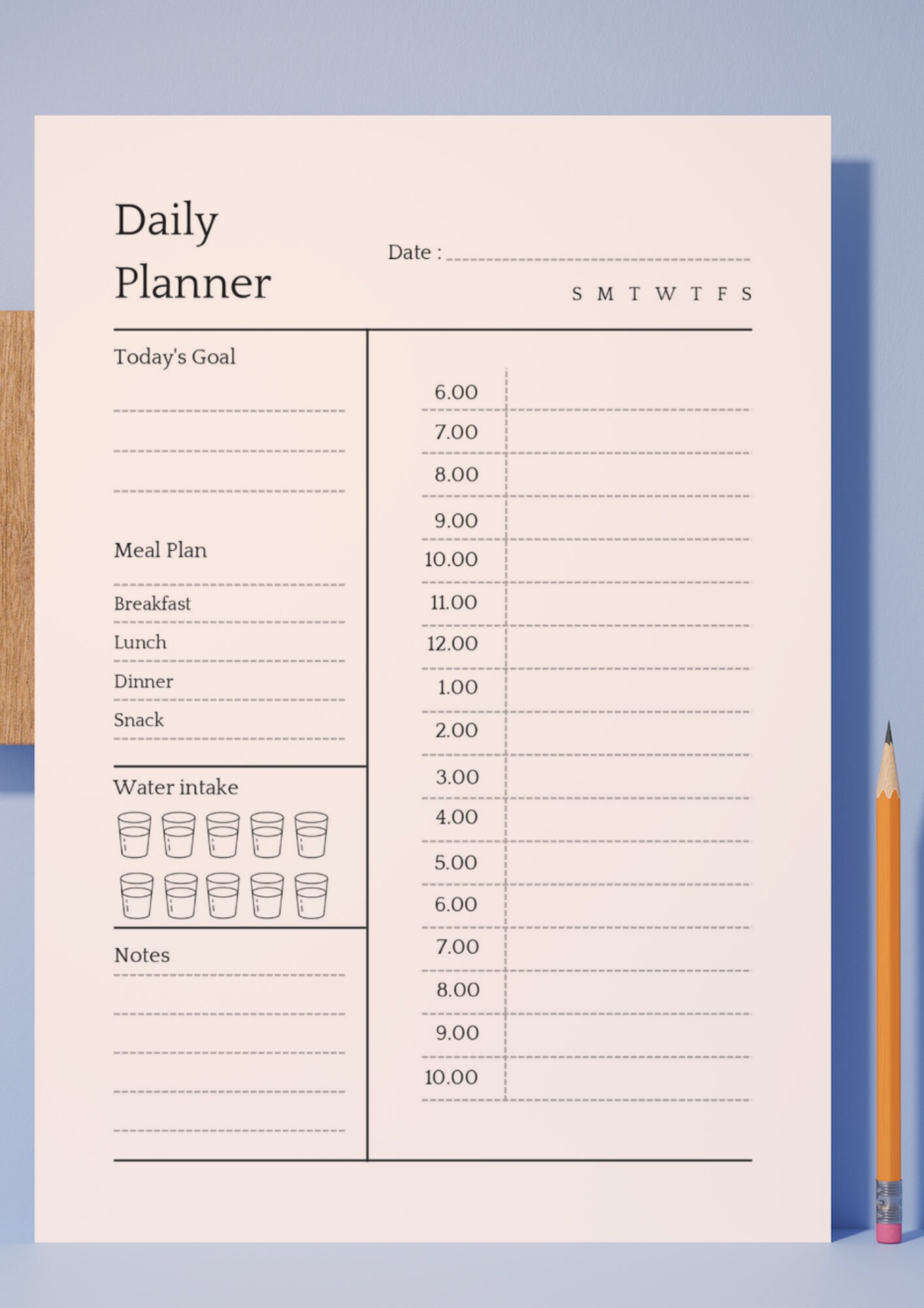 Printable Daily Planners Three Different Designs Four Sizes - Etsy