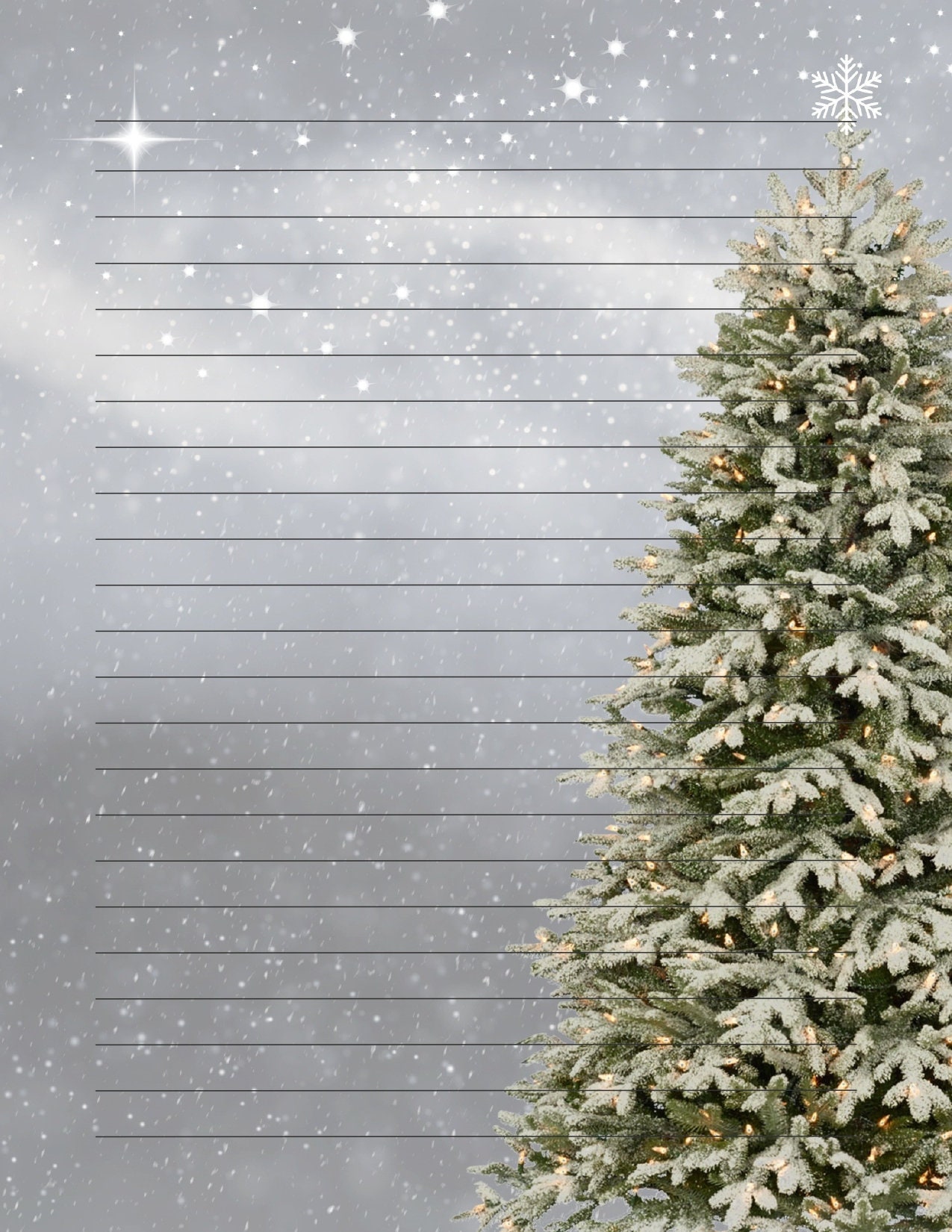 Christmas Writing Paper, Printable, 20 Designs, Lined, US Letter Size ...