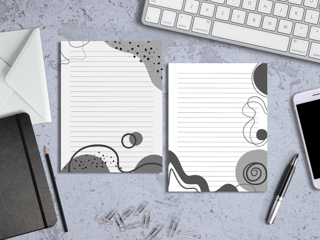 Abstract Printable Writing Paper, 15 Different Designs, Lined and ...