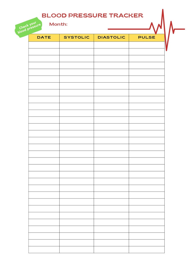 Blood Pressure Tracker Printable, Three Different Designs, Four Sizes ...