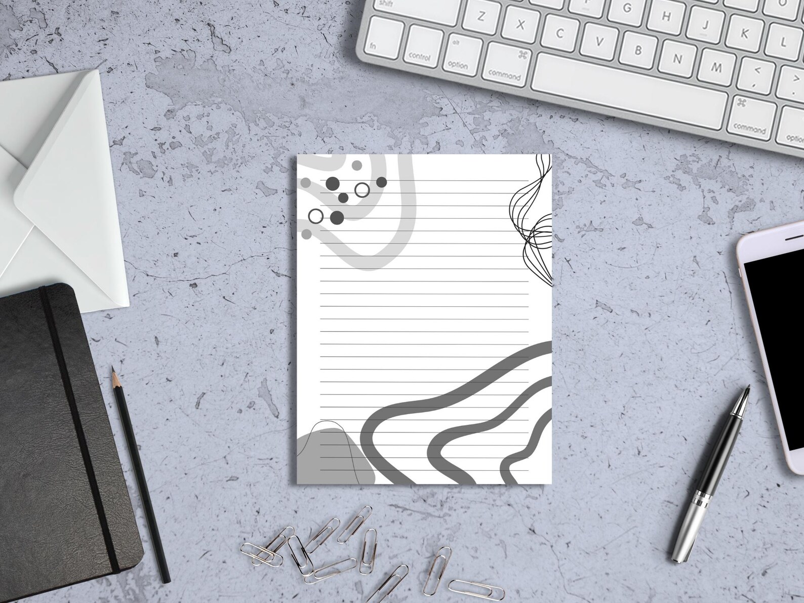 Abstract Printable Writing Paper, 15 Different Designs, Lined and ...