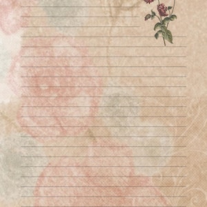 Vintage Floral Writing Paper: 10 Lined Printable Sheets (US Letter Size ...