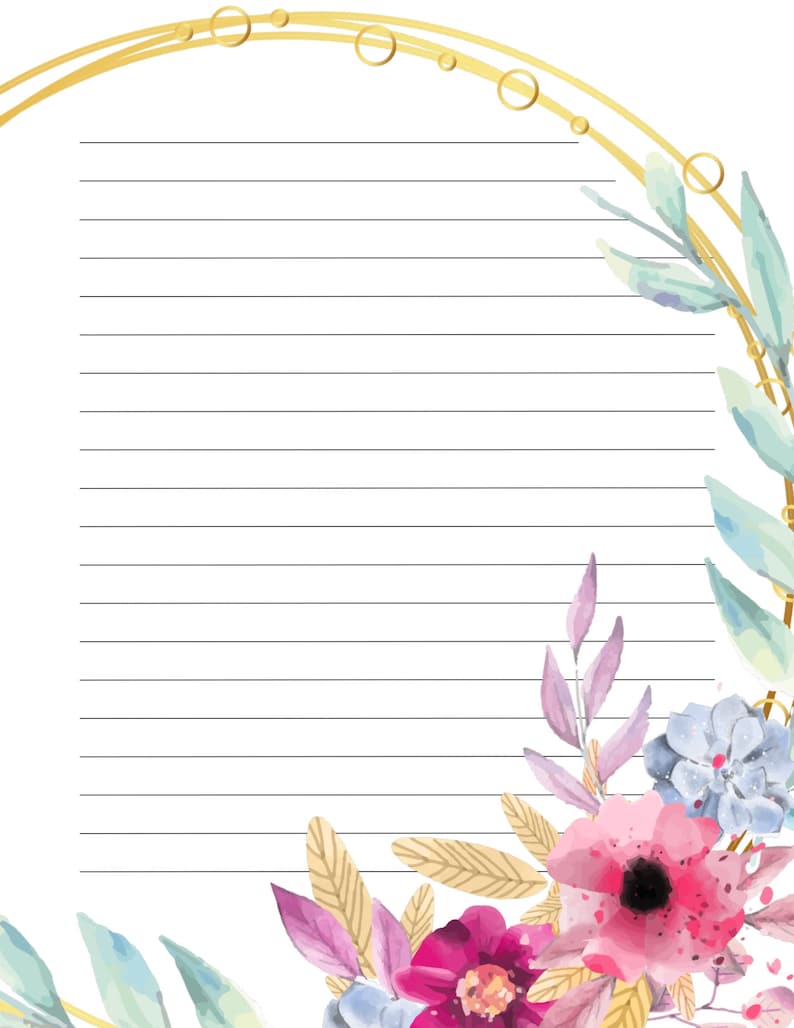 Printable Writing Paper, You Get 8 Different Designs, Lined and Unlined ...