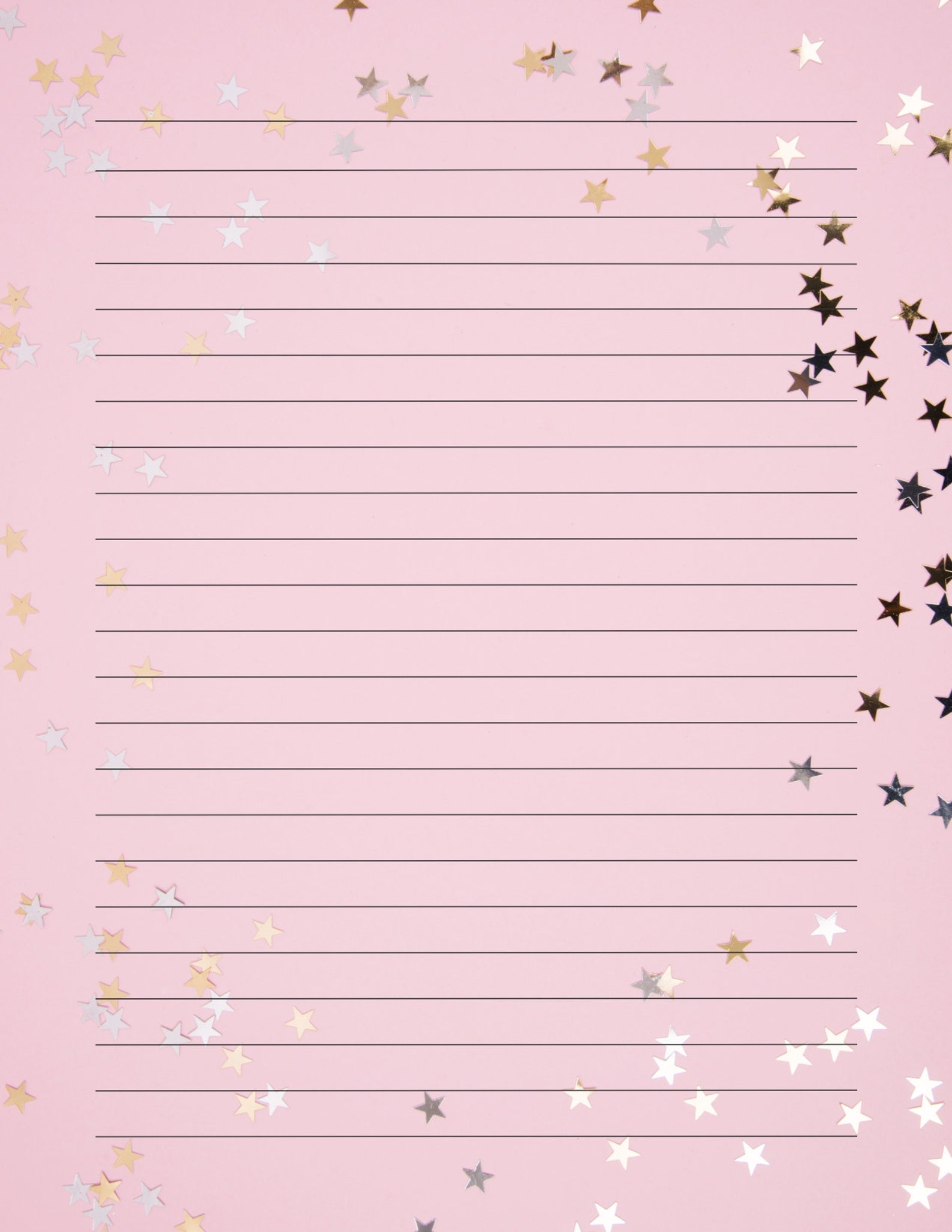 Printable Writing Paper- Stars. Lined and Unlined. Us Letter Size. - Etsy