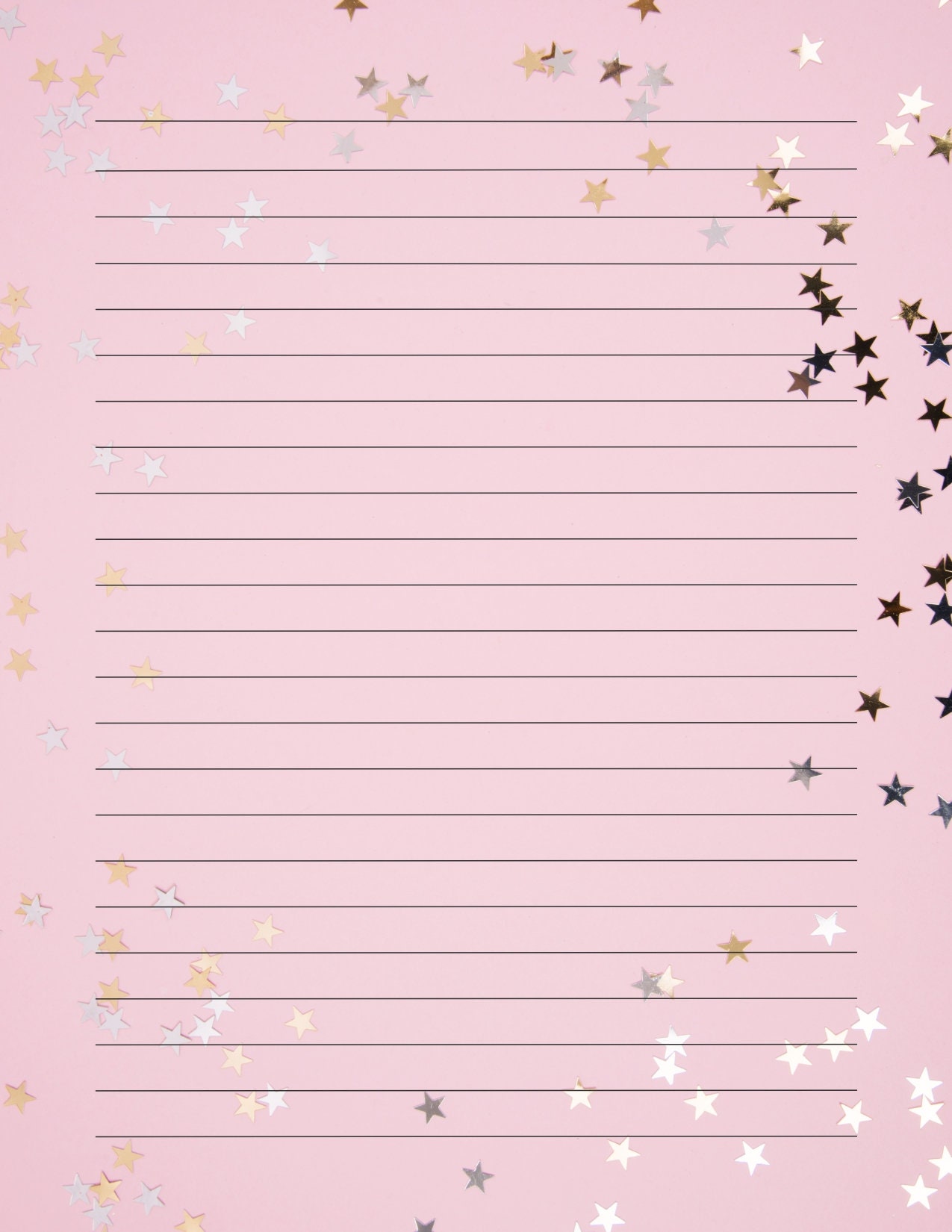 Printable Writing Paper- Stars. Lined and Unlined. Us Letter Size. - Etsy
