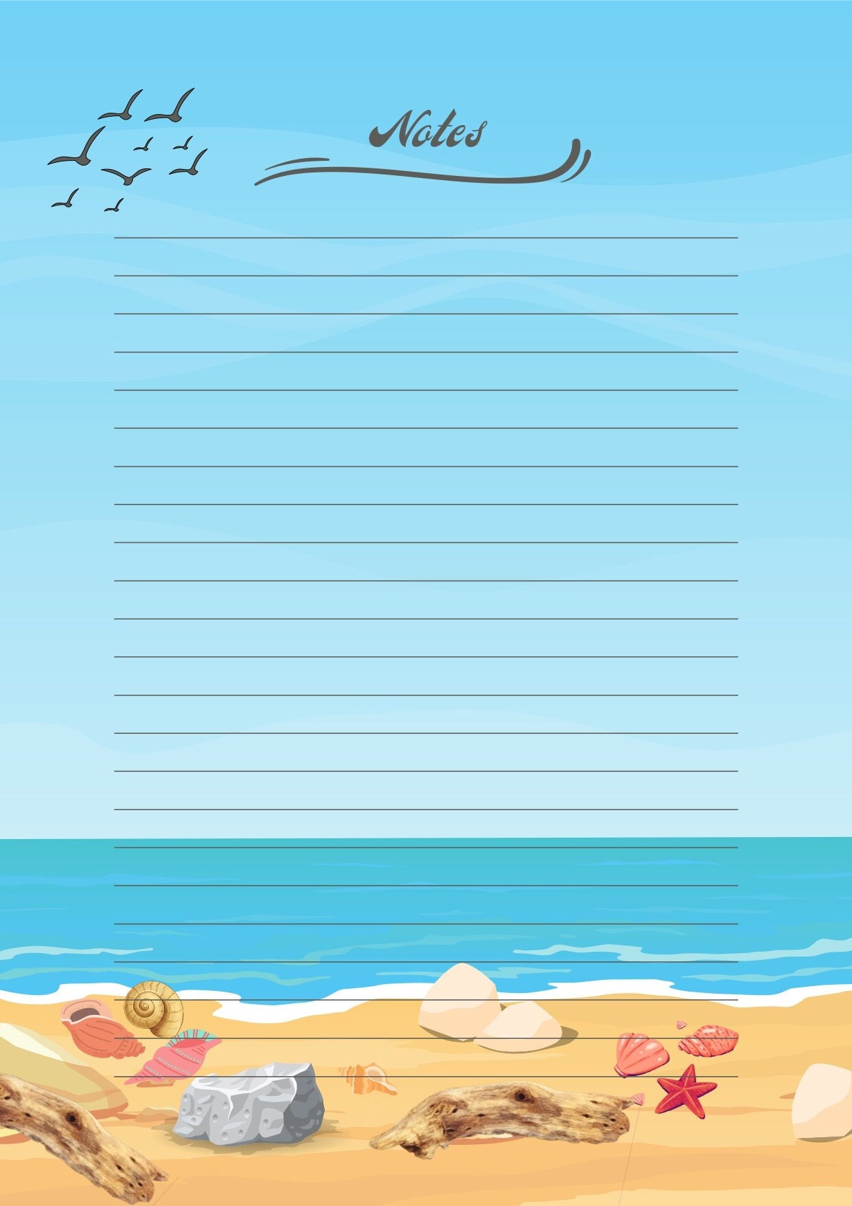 Printable Notepaper, You Get 10 Different Designs for Writing Notes, US ...