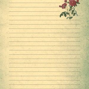 Vintage Floral Writing Paper: 10 Lined Printable Sheets (US Letter Size ...