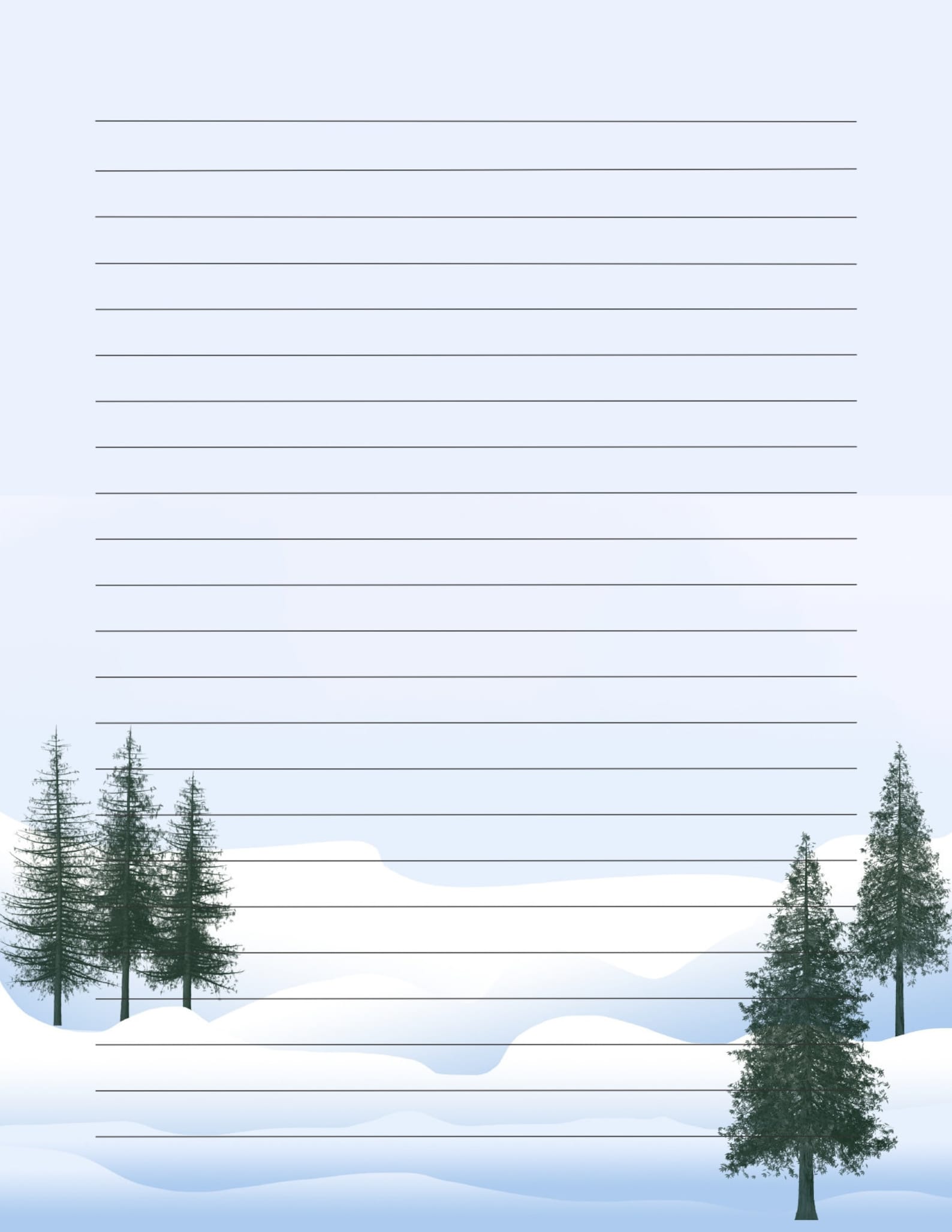 Printable Writing Paper-winter, 12 Diferent Designs, US Letter Size - Etsy