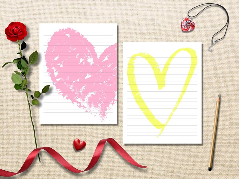 Valentine's Day Printable Writing Paper, Romantic Stationery, Love ...