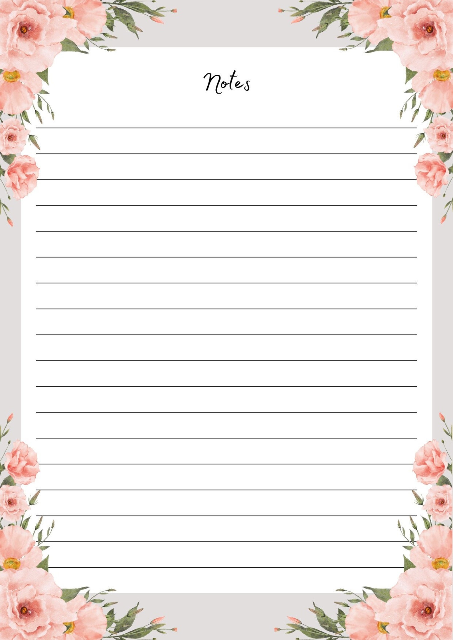 Printable Notepaper, You Get 10 Different Designs for Writing Notes, US ...