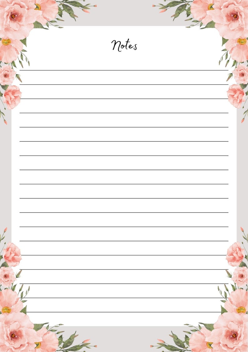 Printable Notepaper, You Get 10 Different Designs for Writing Notes, US ...