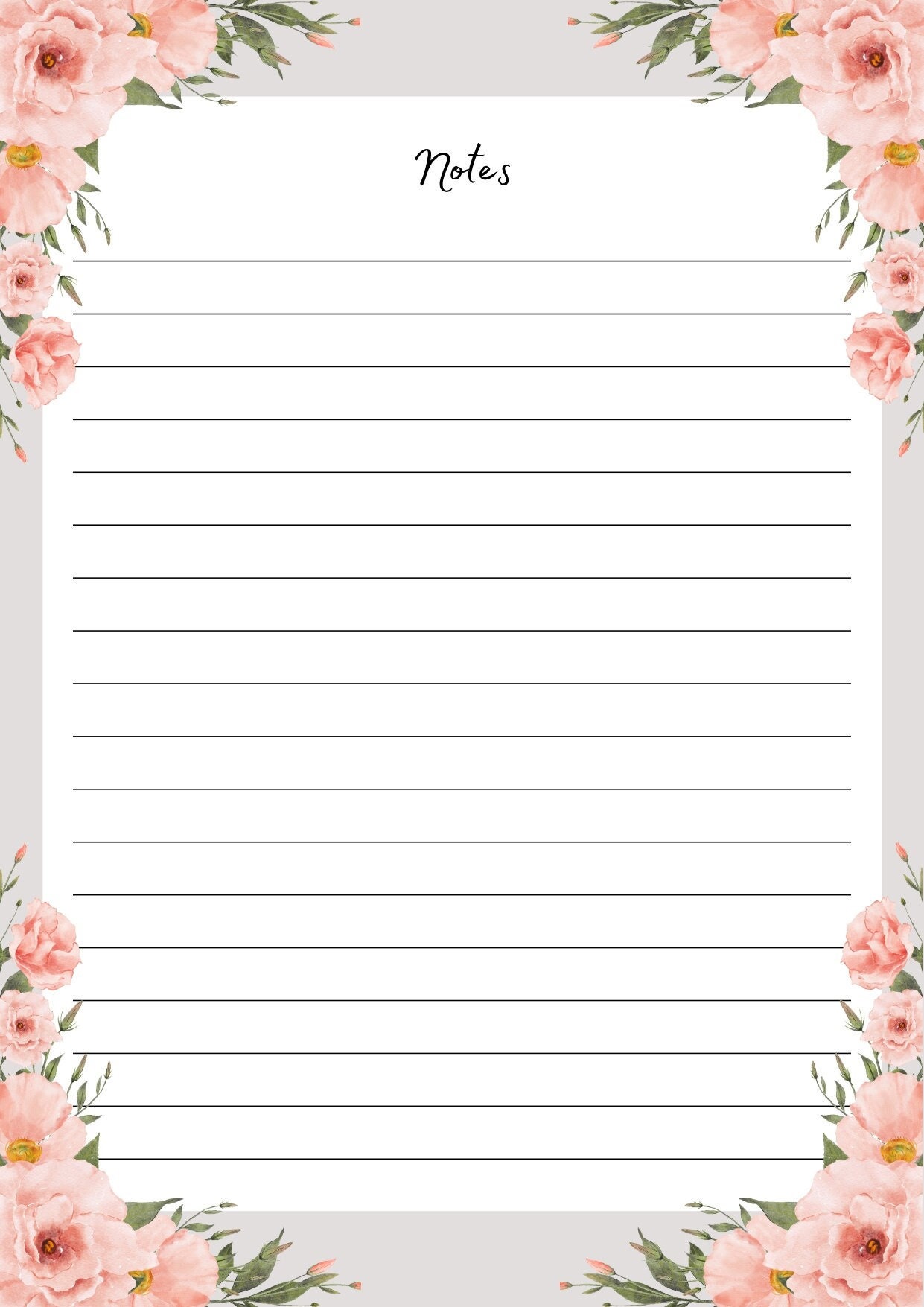 Printable Notepaper, You Get 10 Different Designs for Writing Notes, US ...