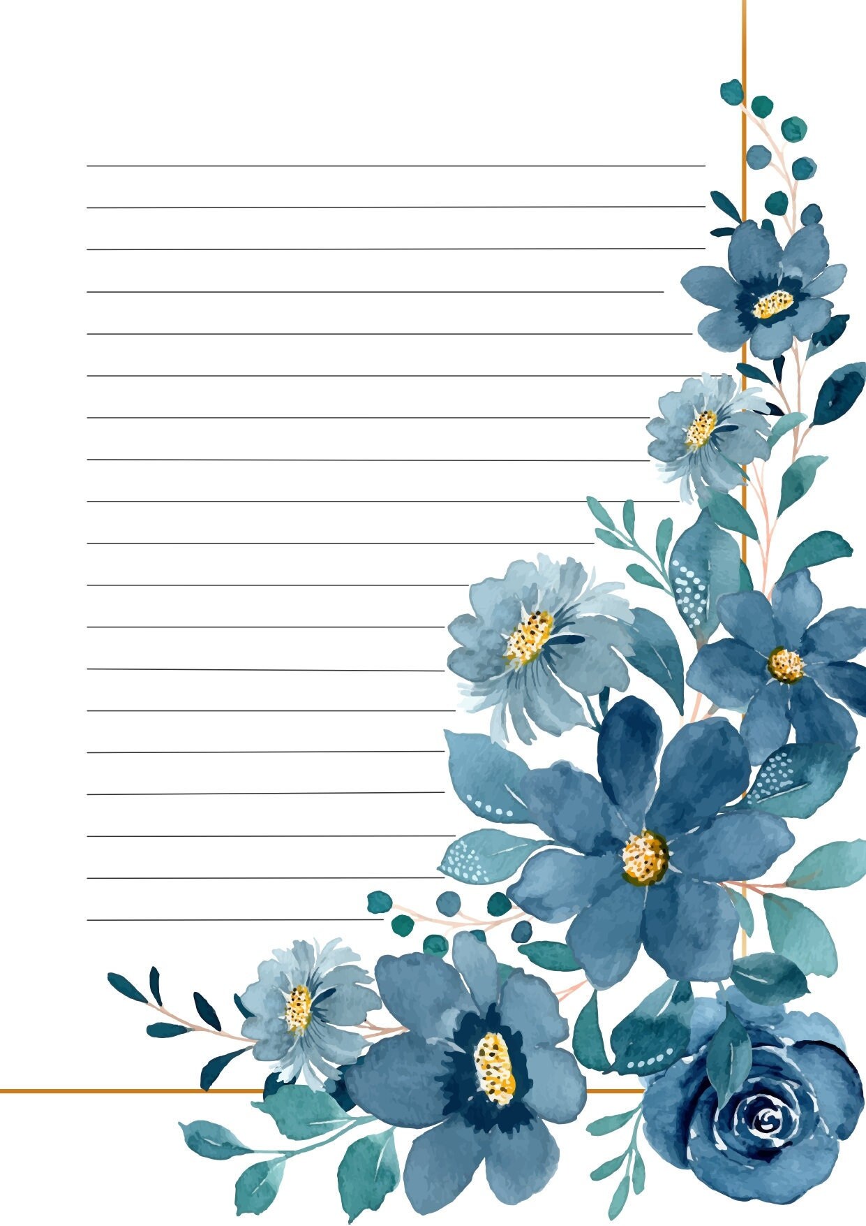 Printable Writing Paper, You Get 8 Different Designs, Lined and Unlined ...