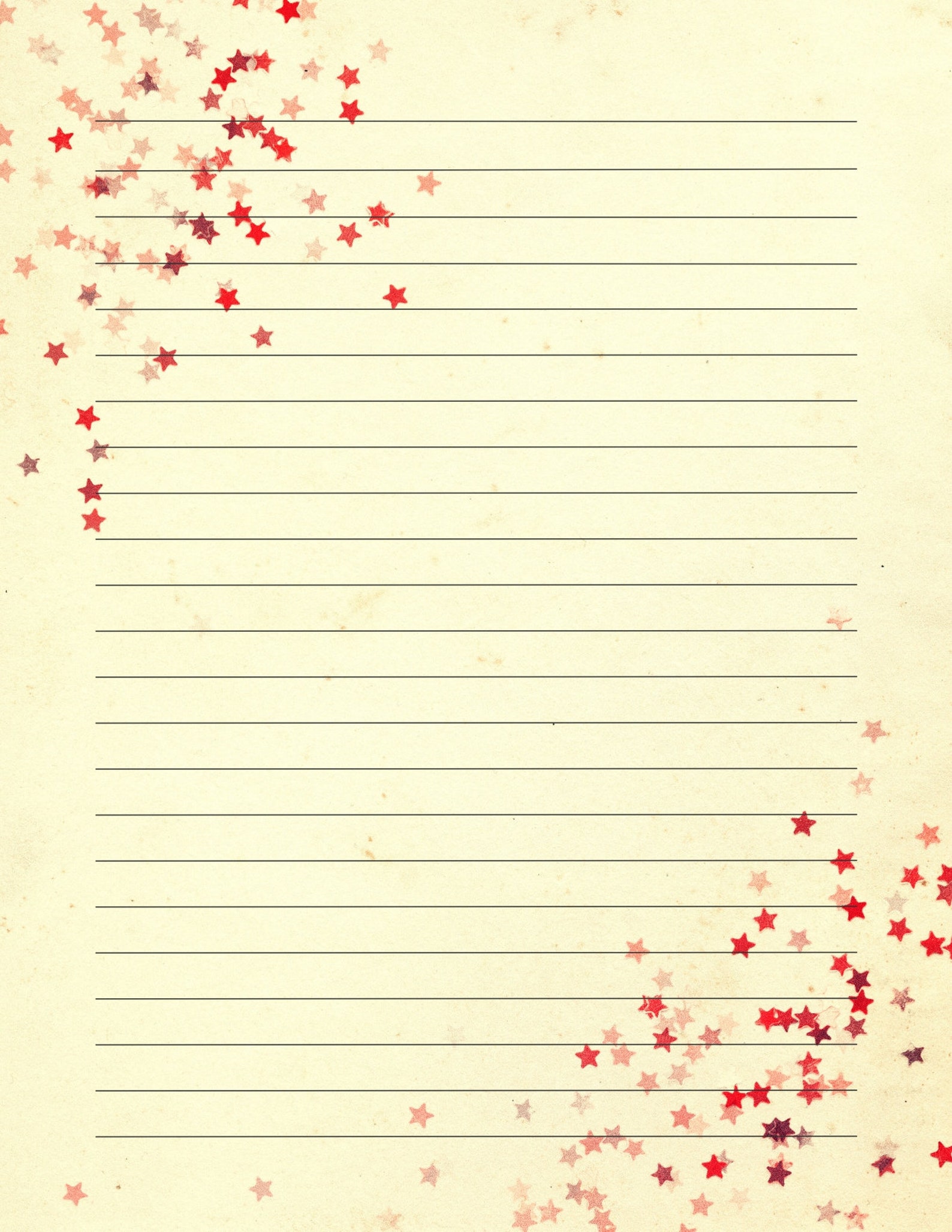 Printable Writing Paper- Stars. Lined and Unlined. Us Letter Size. - Etsy