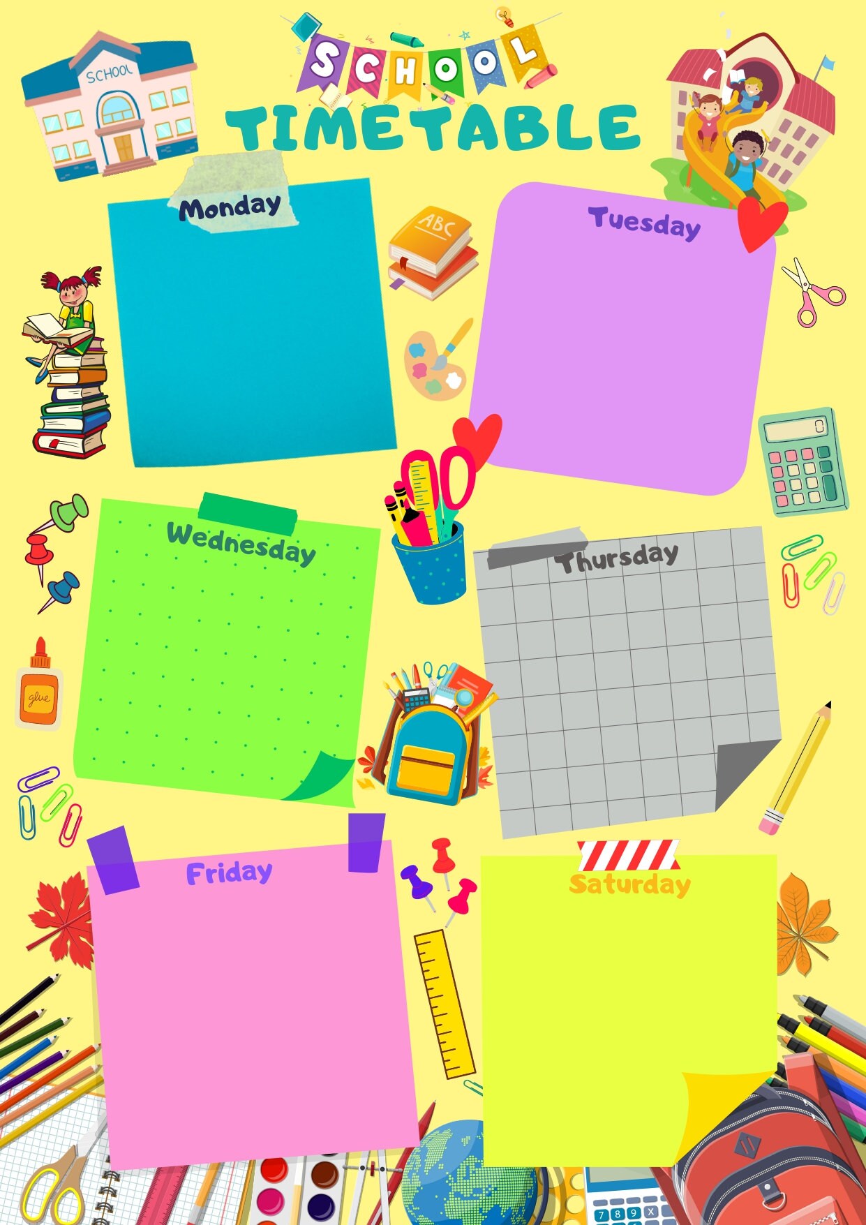 Printable School Timetable,school Schedule,school Planner,kids School ...