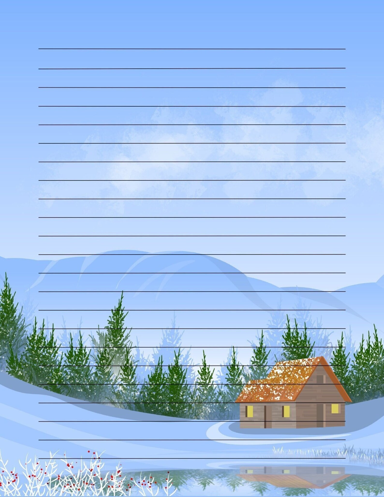 Printable Writing Paper-winter, 12 Diferent Designs, US Letter Size - Etsy