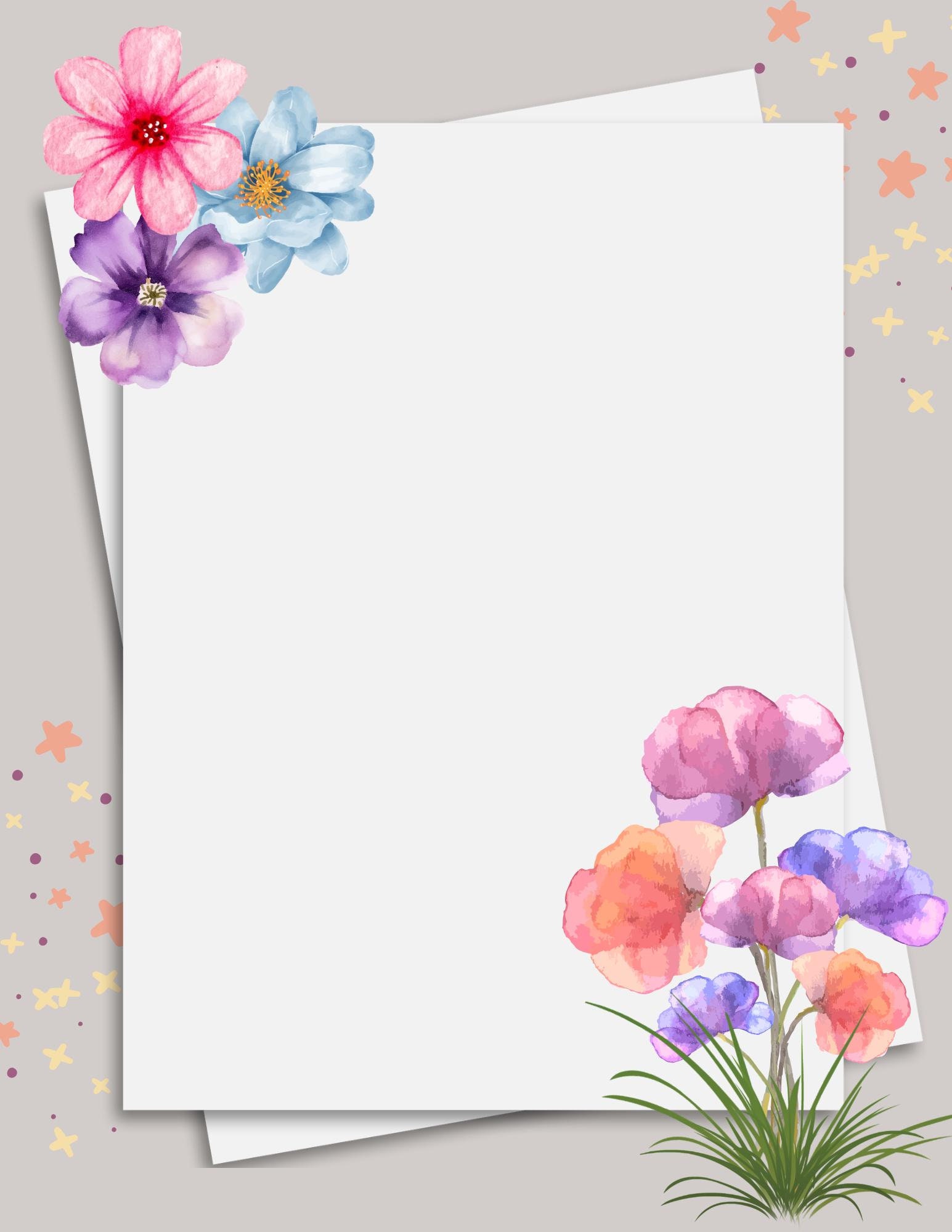 Printable Writing Paper, Floral Design - Etsy