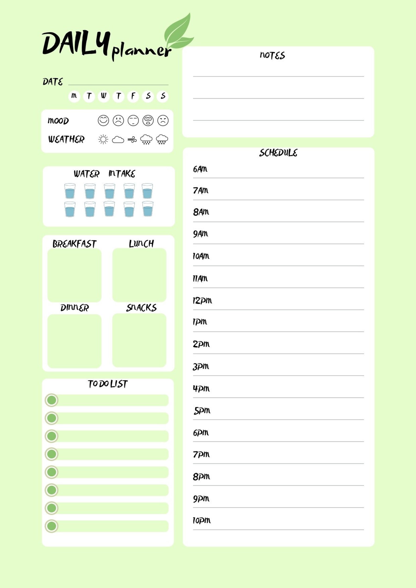Printable Daily Planners Three Different Designs Four Sizes - Etsy