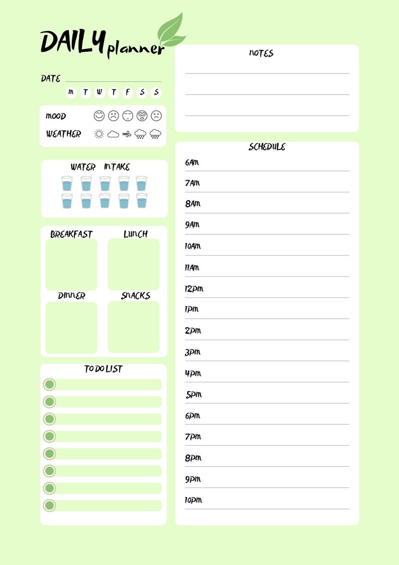 Printable Daily Planners Three Different Designs Four Sizes - Etsy