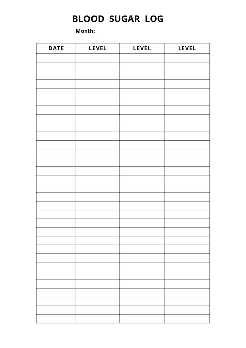 Blood Sugar Log Printable, Three Different Designs, Four Sizes, US ...