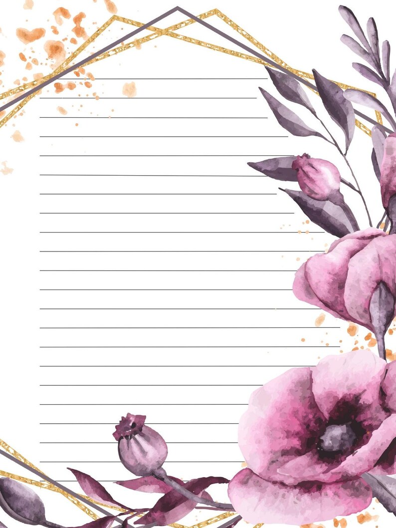 Floral Printable Writing Paper, Lined & Unlined (digital Download) - Etsy