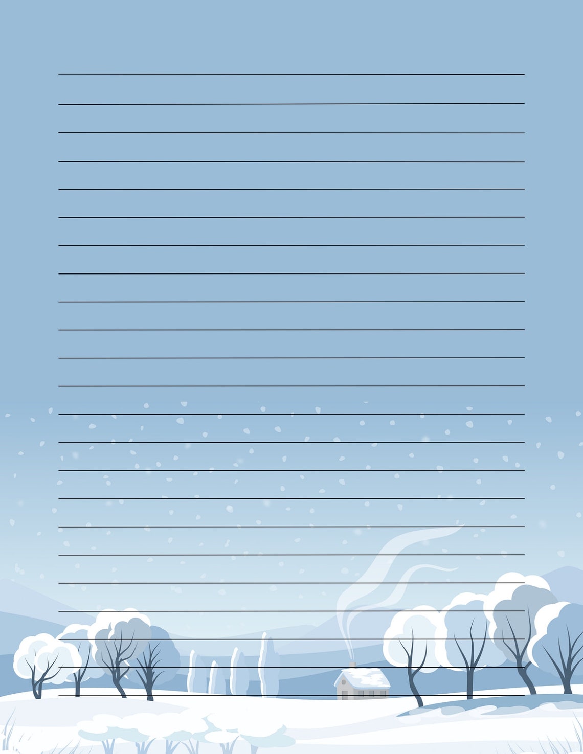 Printable Writing Paper-winter, 12 Diferent Designs, US Letter Size - Etsy
