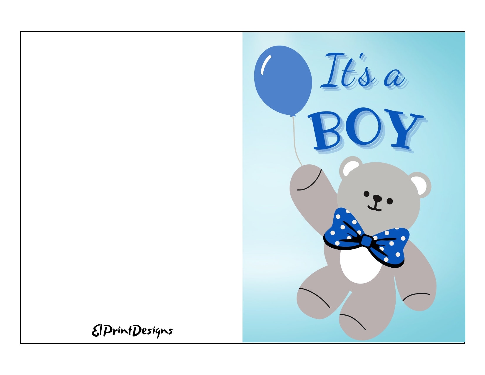 New Baby Card Printable,newborn Baby Card,baby Shower Card,it's a Boy ...