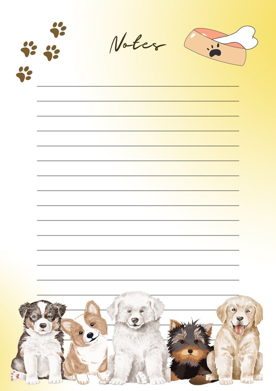 Printable Notepaper, You Get 10 Different Designs for Writing Notes, US ...
