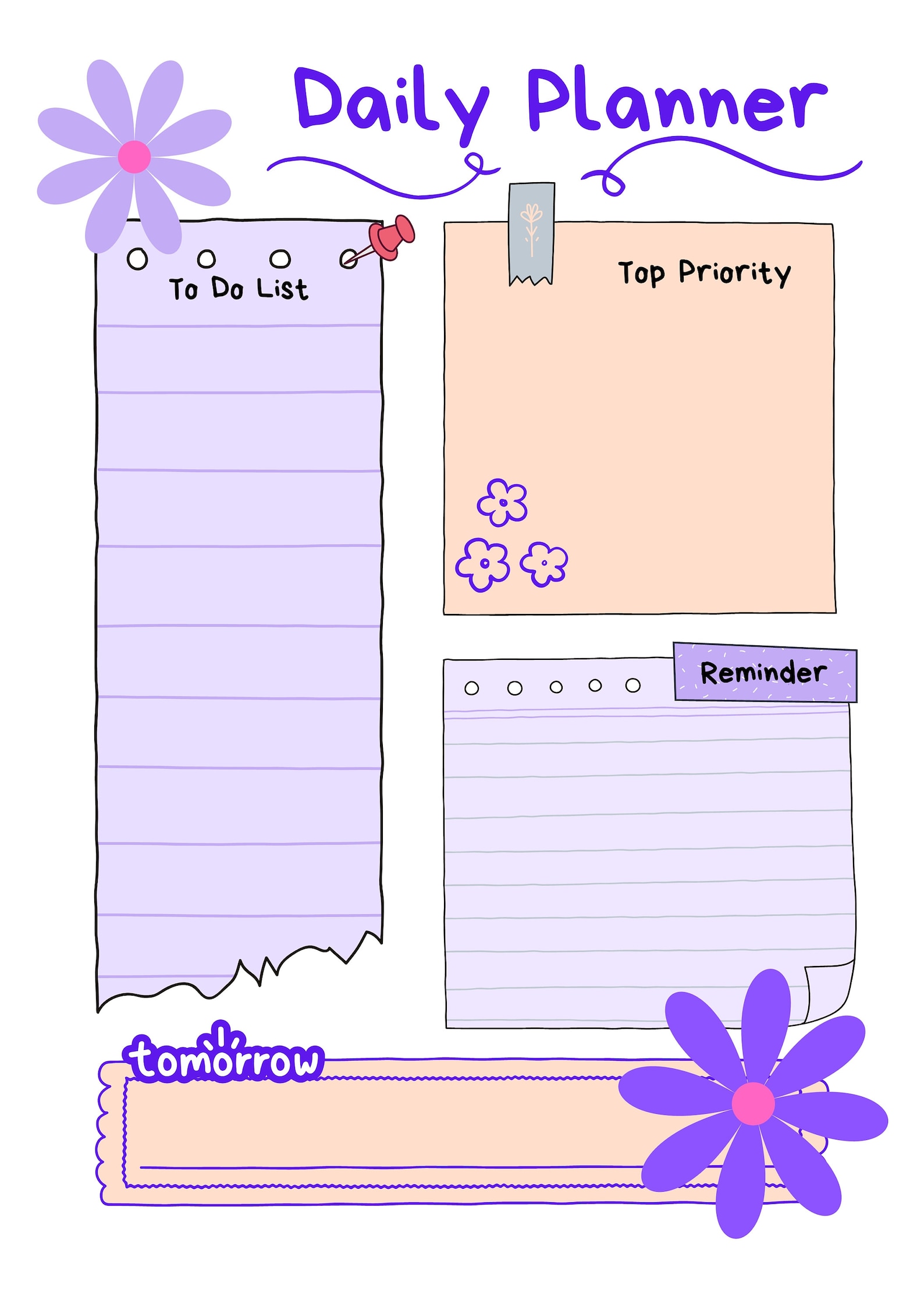Printable Daily Planners Three Different Designs Four Sizes - Etsy