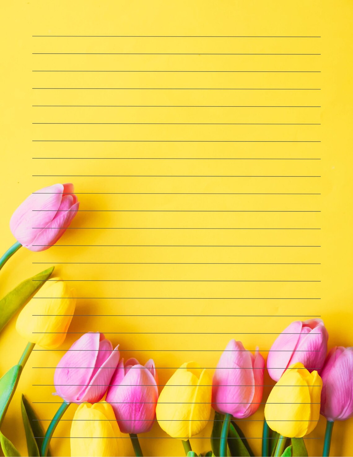 Printable Writing Paper, 10 Different Floral Designs, Lined and Unlined ...