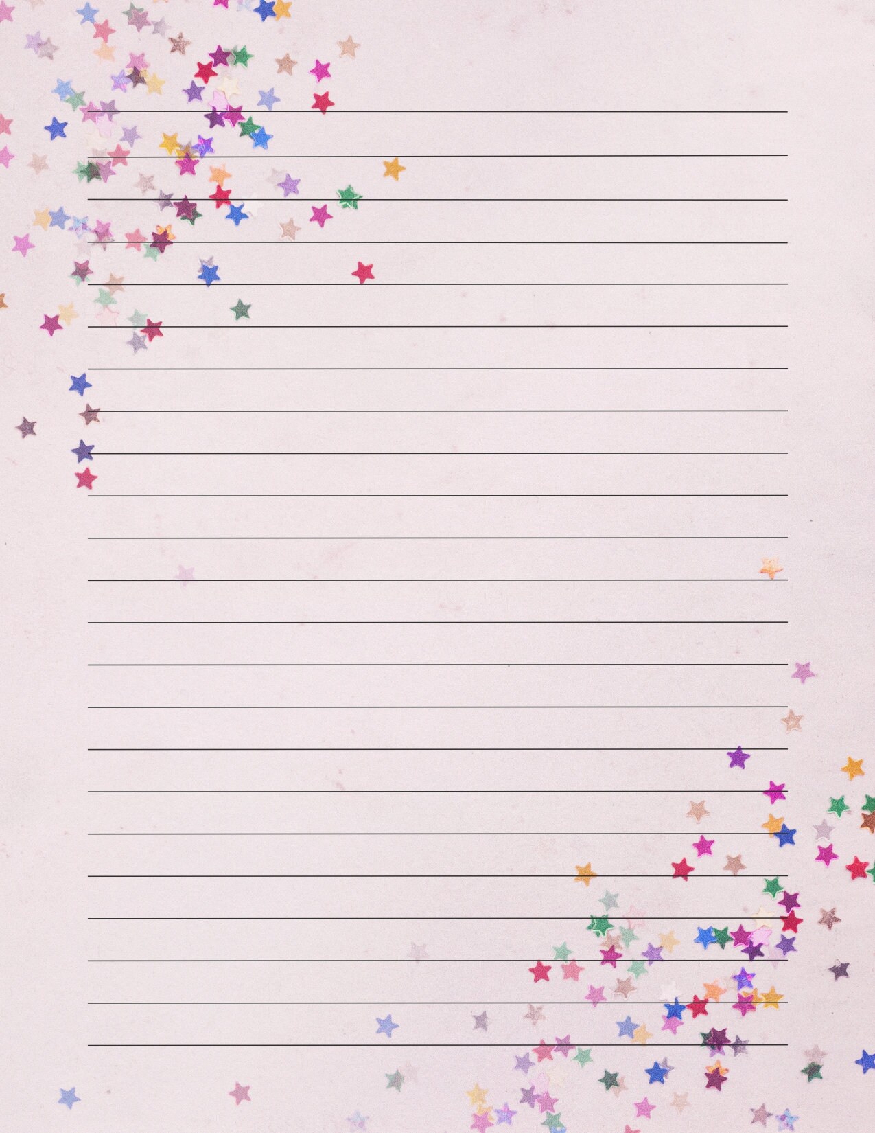 Printable Writing Paper- Stars. Lined and Unlined. Us Letter Size. - Etsy