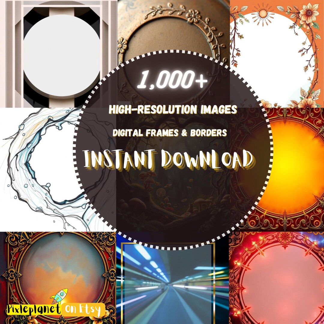 1000+ Digital Frames and Borders: High-resolution PNG Clip Art (instant ...