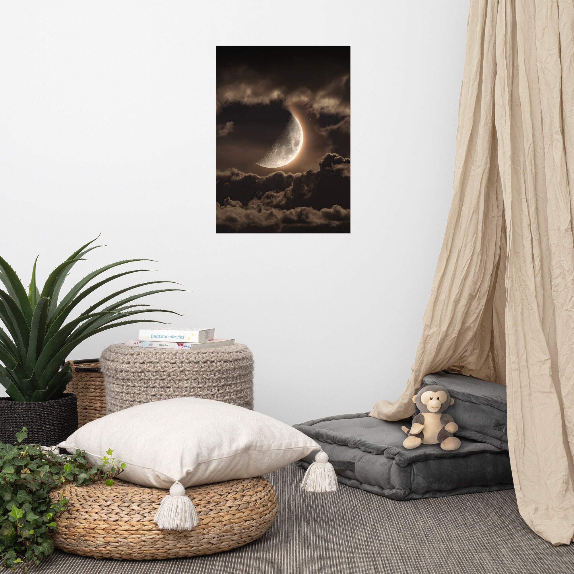 PRINT Heavenly Glow: Crescent Moon Above the Clouds - Etsy UK