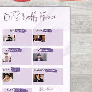 BTS Theme Weekly-daily Planner, Printable, BTS Daily Planner, BTS ...