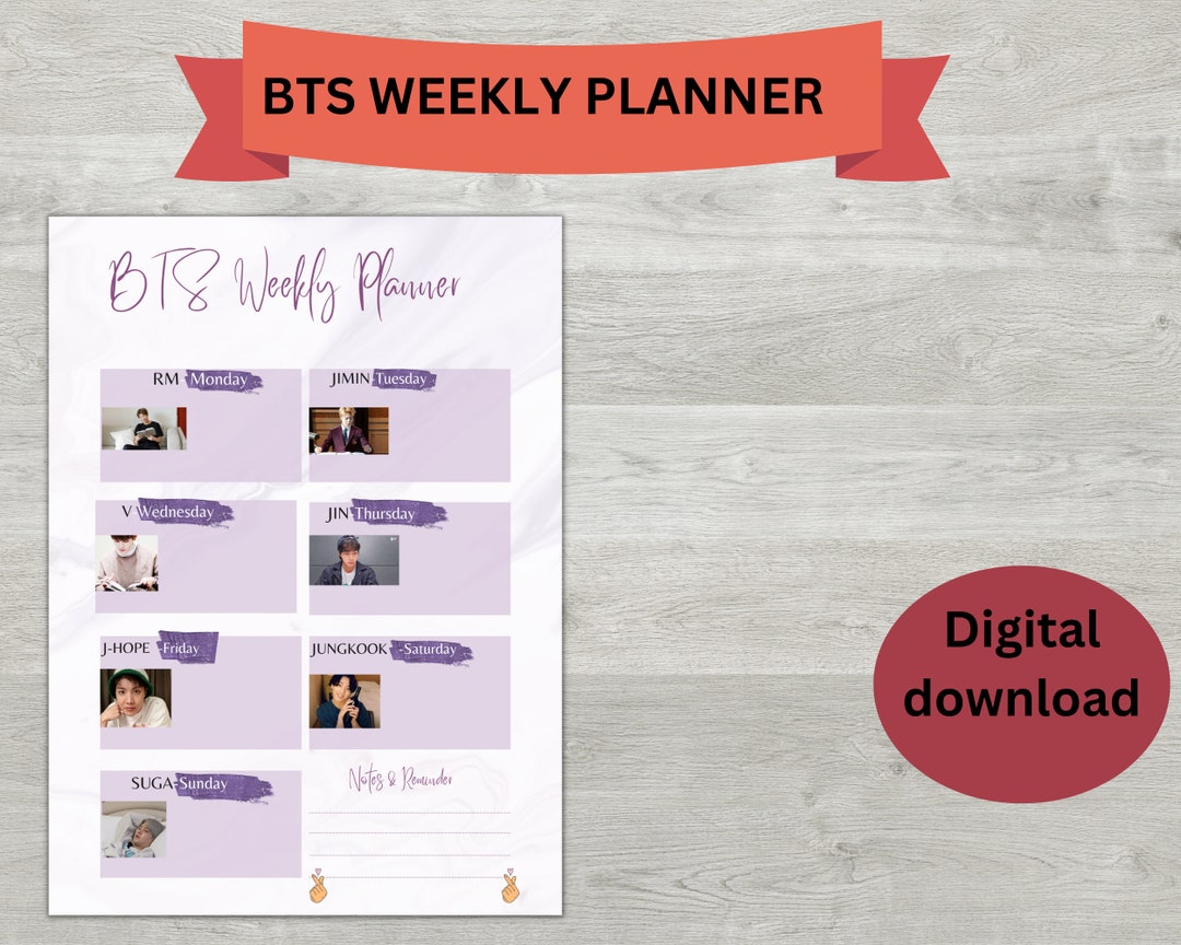 BTS Theme Weekly Planner BTS Daily Planner BTS Activity - Etsy