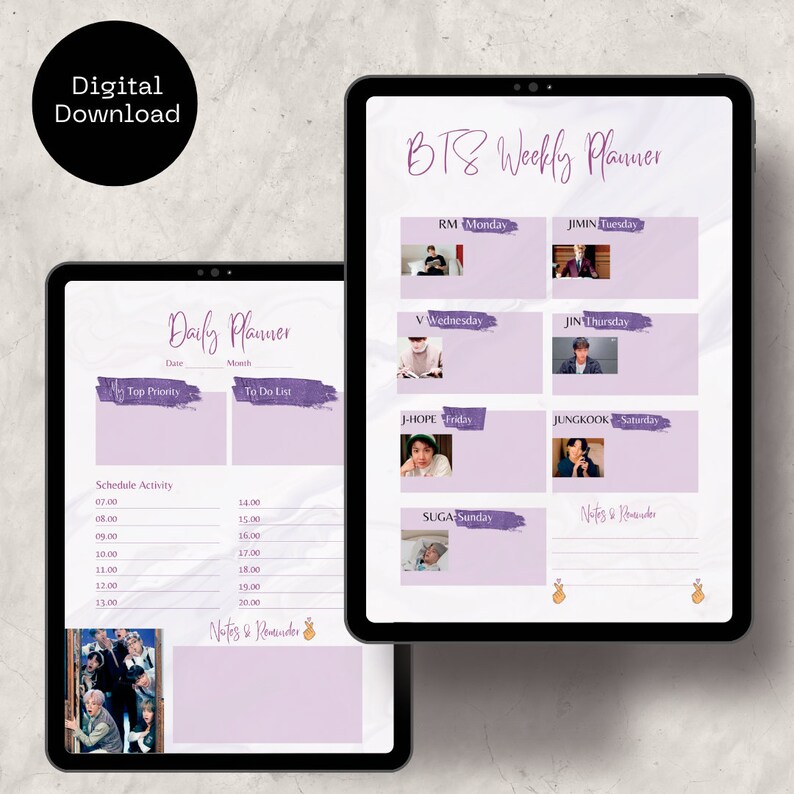 BTS Weekly Planner: K-pop Theme, Activity Sheets (digital Download ...