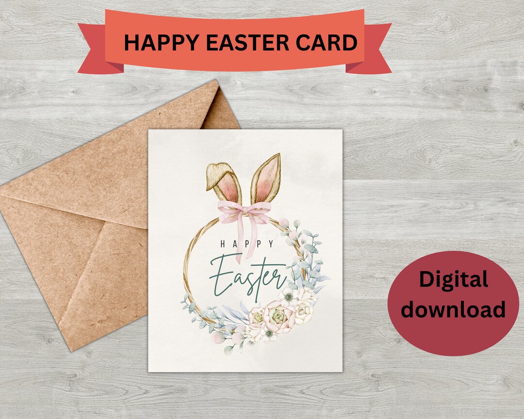 Easter Greetings, Handmade Happy Easter Card on Etsy, Printable Easter ...