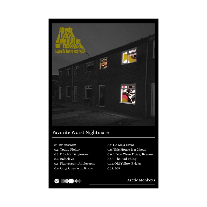 Arctic Monkeys Poster | Favorite Worst Nightmare Album | Spotify Code ...