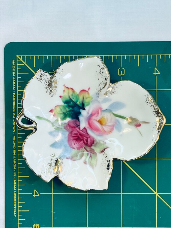 Vintage Lefton Roses Leaf Trinket Plate Hand-painted … - Gem