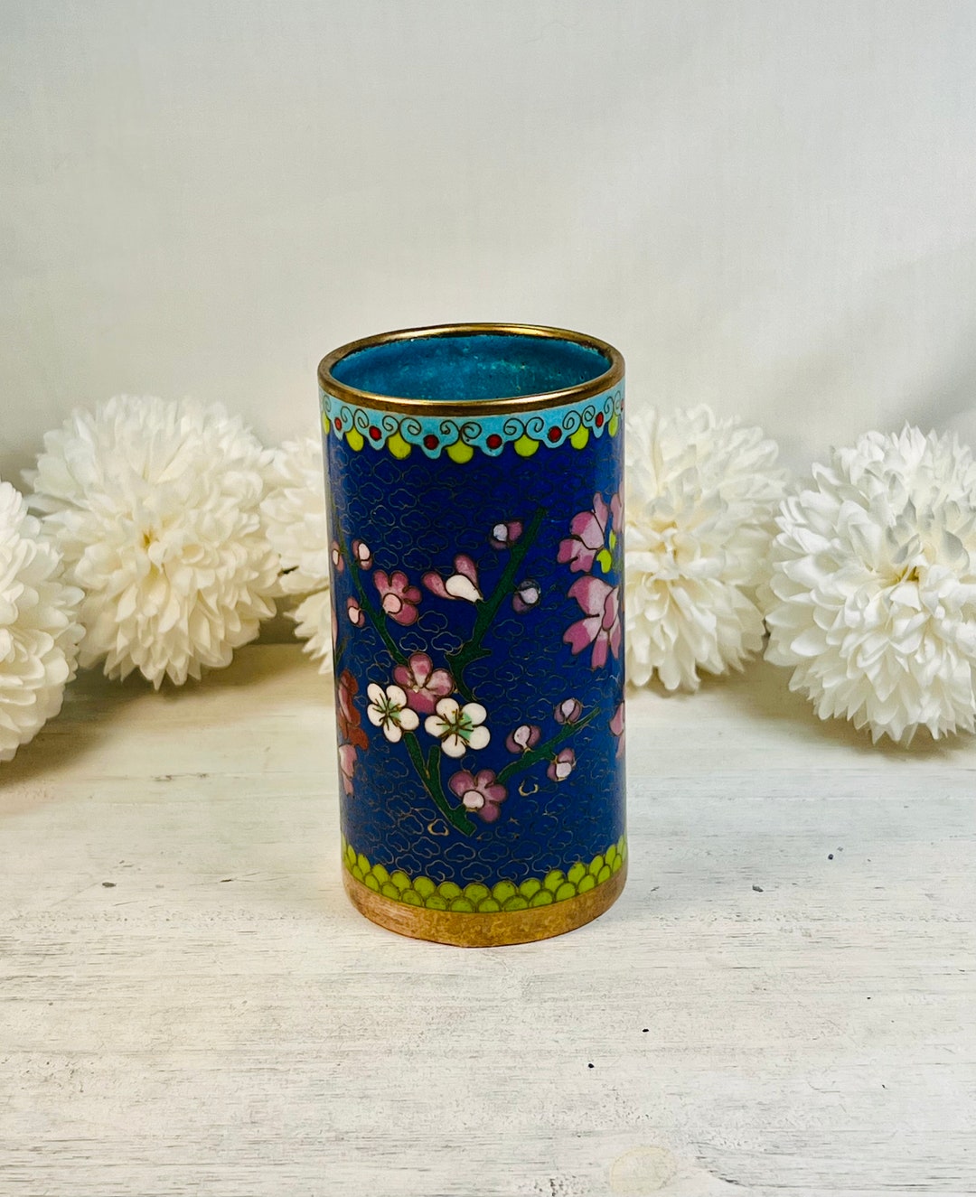 Antique Vintage Blue Cloisonne Brush Pen Pot Asian - Etsy