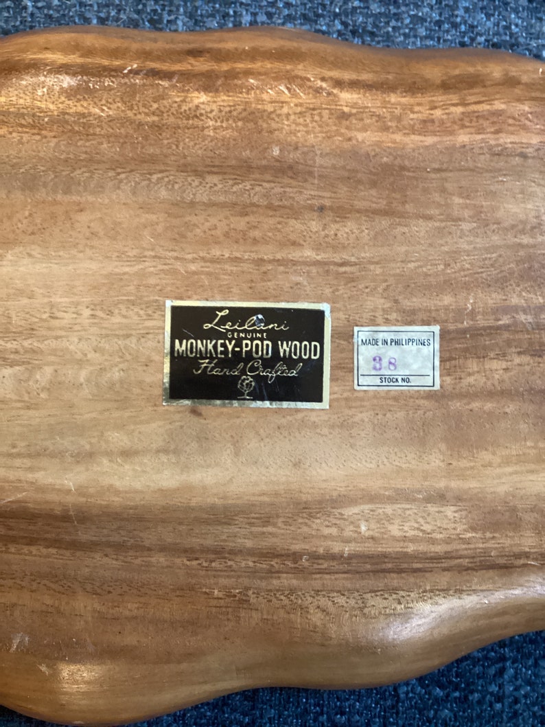 Mid Century Monkey Pod Wood Tray - Etsy