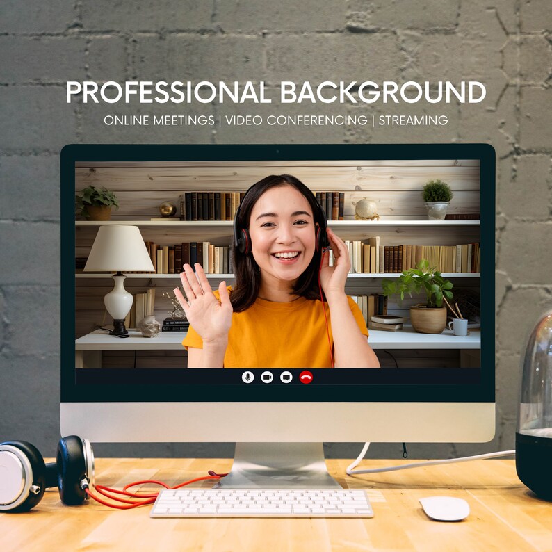6 Bundle Bookshelf Virtual Background Images for Online Video Calls and ...