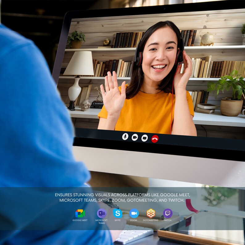 6 Bundle Bookshelf Virtual Background Images for Online Video Calls and ...