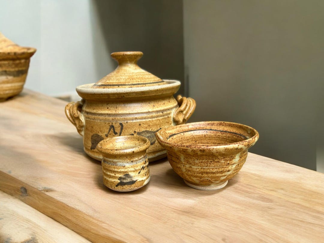 Vintage Connie Pike Artisan Studio Pottery Lidded Dish Bowl Trinket ...