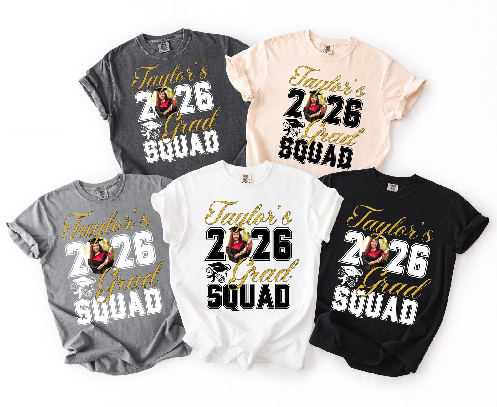 Grad Squad PNG Family Matching Graduation Shirts Custom Name Photo ...