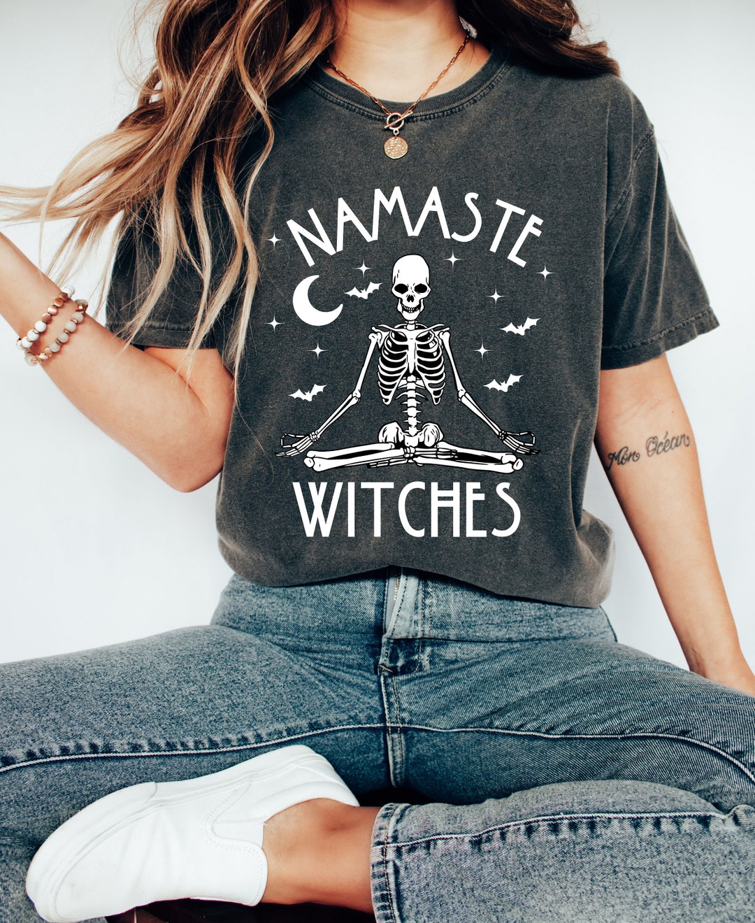 Namaste Witches PNG, DIY Namaste Halloween Shirt, Skeleton Halloween ...