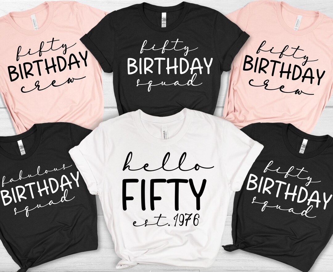 Hello Fifty Birthday PNG, 50th Birthday Crew Shirt Design, Est 1976 ...