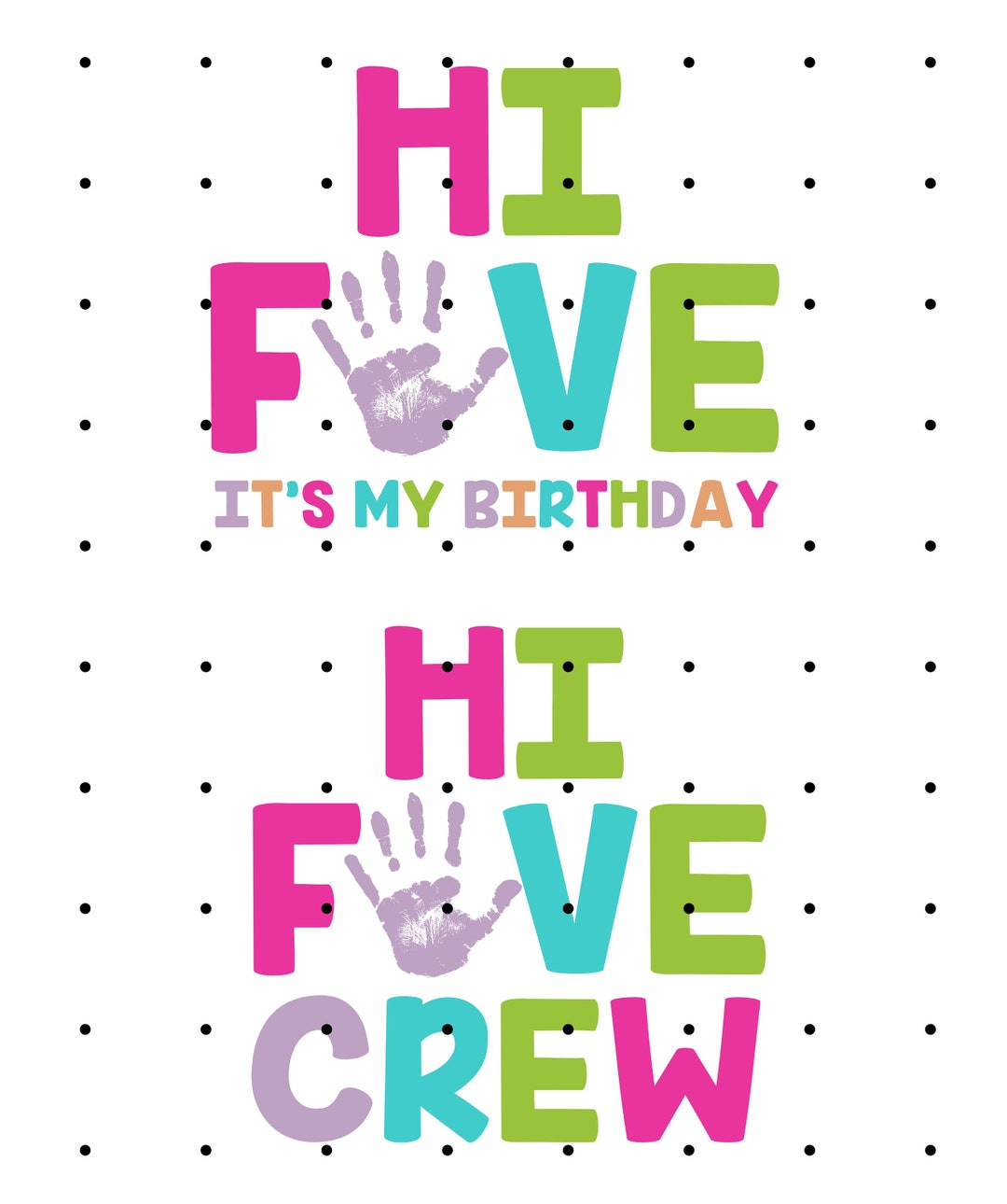 5th Birthday Girl High Five PNG Bundle, DIY Fifth Birthday Shirt, High ...